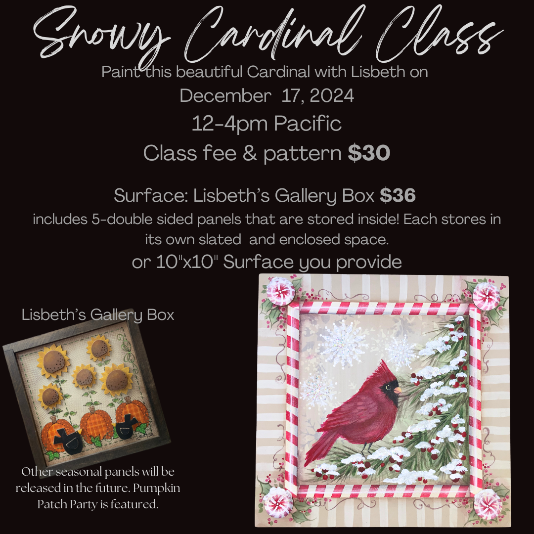Snowy Cardinal Gallery Box Panel | Cottage Caboodle - Lisbeth Stull