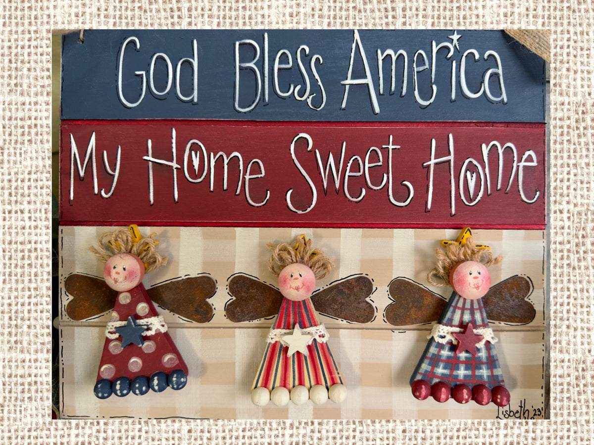 Americana Angels Sign - Angel Series | Cottage Caboodle - Lisbeth Stull